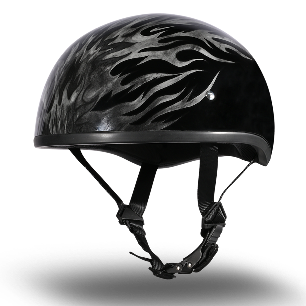 DOT Approved Daytona Motorcycle Half Face Helmet - Skull Cap Graphics ...