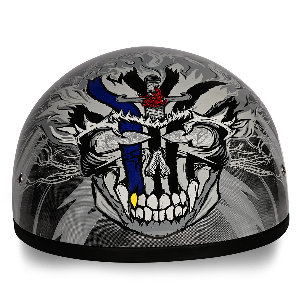 DOT Approved Daytona Motorcycle Half Face Helmet - Skull Cap Graphics ...